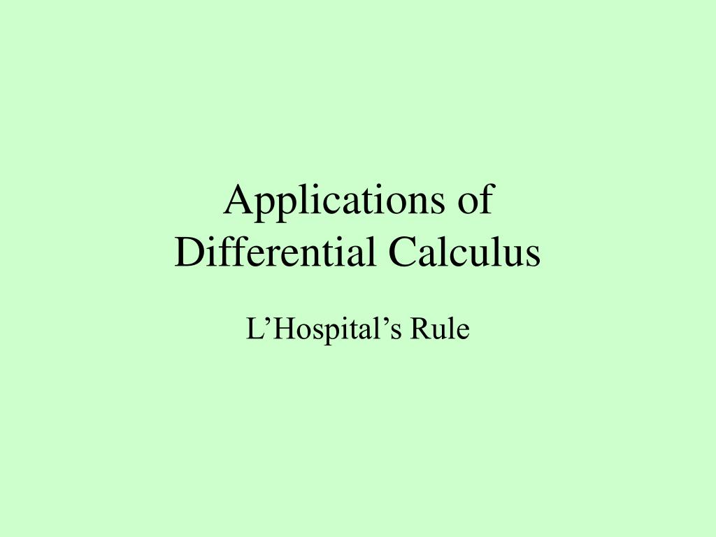 PPT - Applications of Differential Calculus PowerPoint Presentation ...