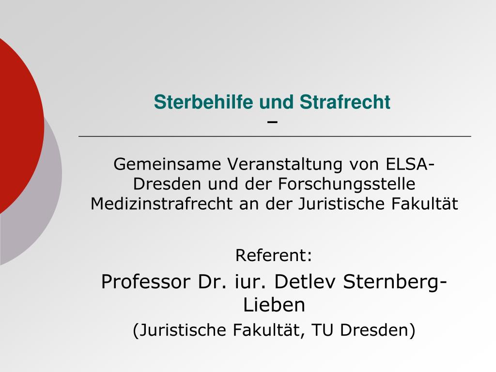 PPT - Sterbehilfe und Strafrecht – PowerPoint Presentation, free ...