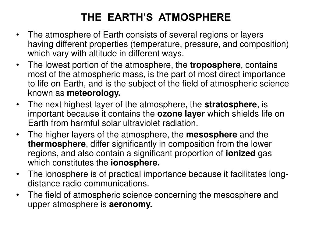 PPT - THE EARTH’S ATMOSPHERE PowerPoint Presentation, free download ...