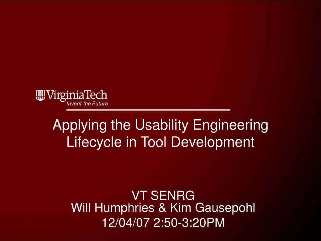PPT - Applying the Usability Engineering Lifecycle in Tool Development PowerPoint Presentation ...
