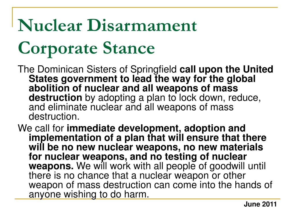 PPT - Nuclear Disarmament Corporate Stance PowerPoint Presentation ...
