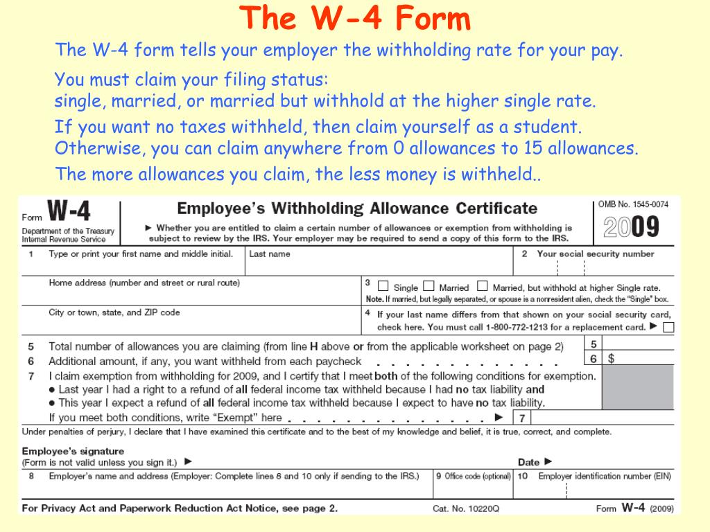 PPT - The W-4 Form PowerPoint Presentation, free download - ID:5645124