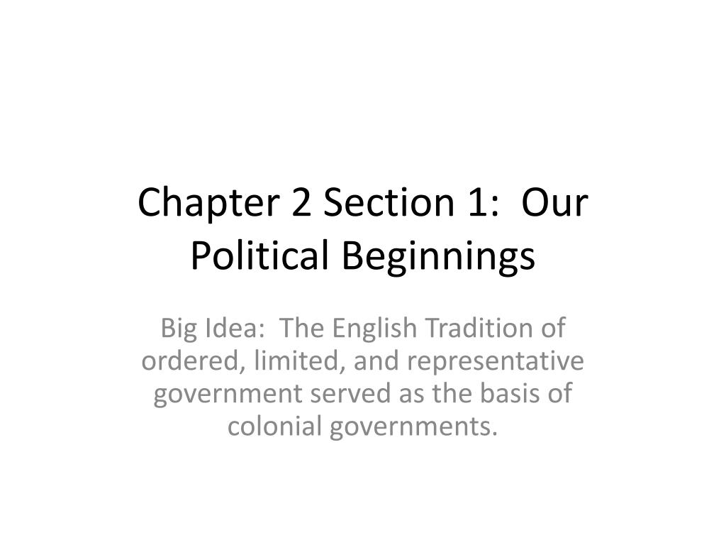 PPT - Chapter 2 Section 1: Our Political Beginnings PowerPoint ...