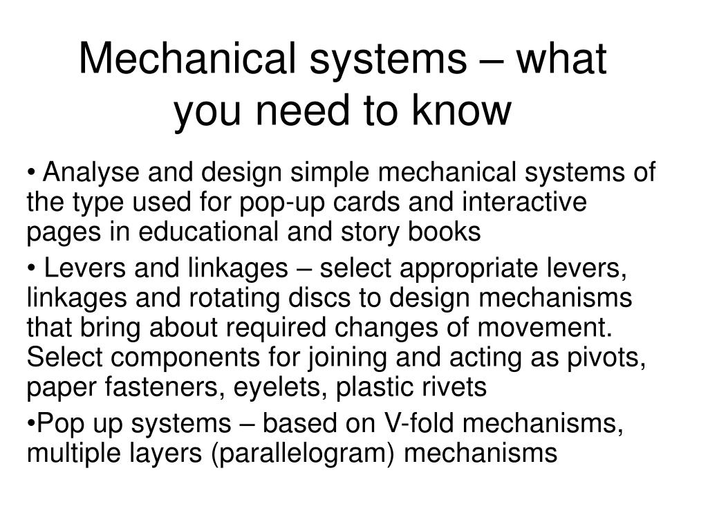 PPT - Mechanical systems – what you need to know PowerPoint ...