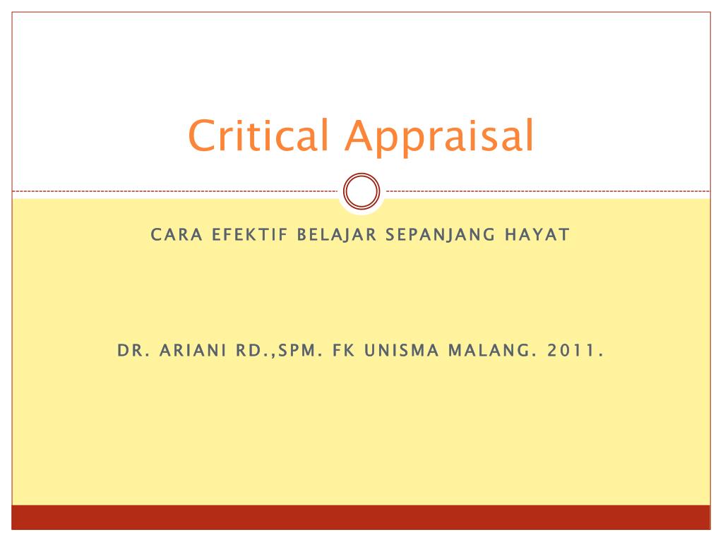 PPT - Critical Appraisal PowerPoint Presentation, free download - ID ...