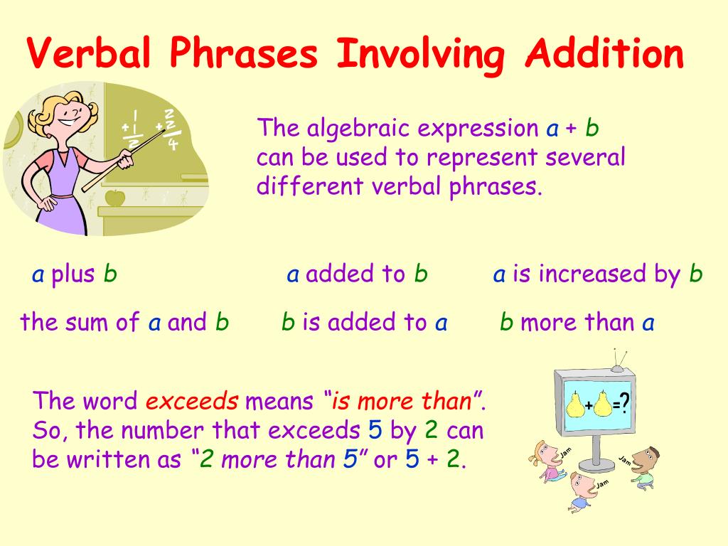 PPT - Verbal Phrases Involving Addition PowerPoint Presentation, free ...