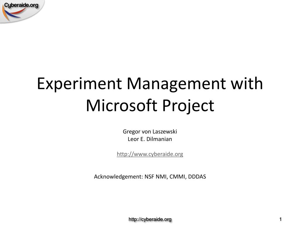 PPT - Experiment Management with Microsoft Project PowerPoint ...