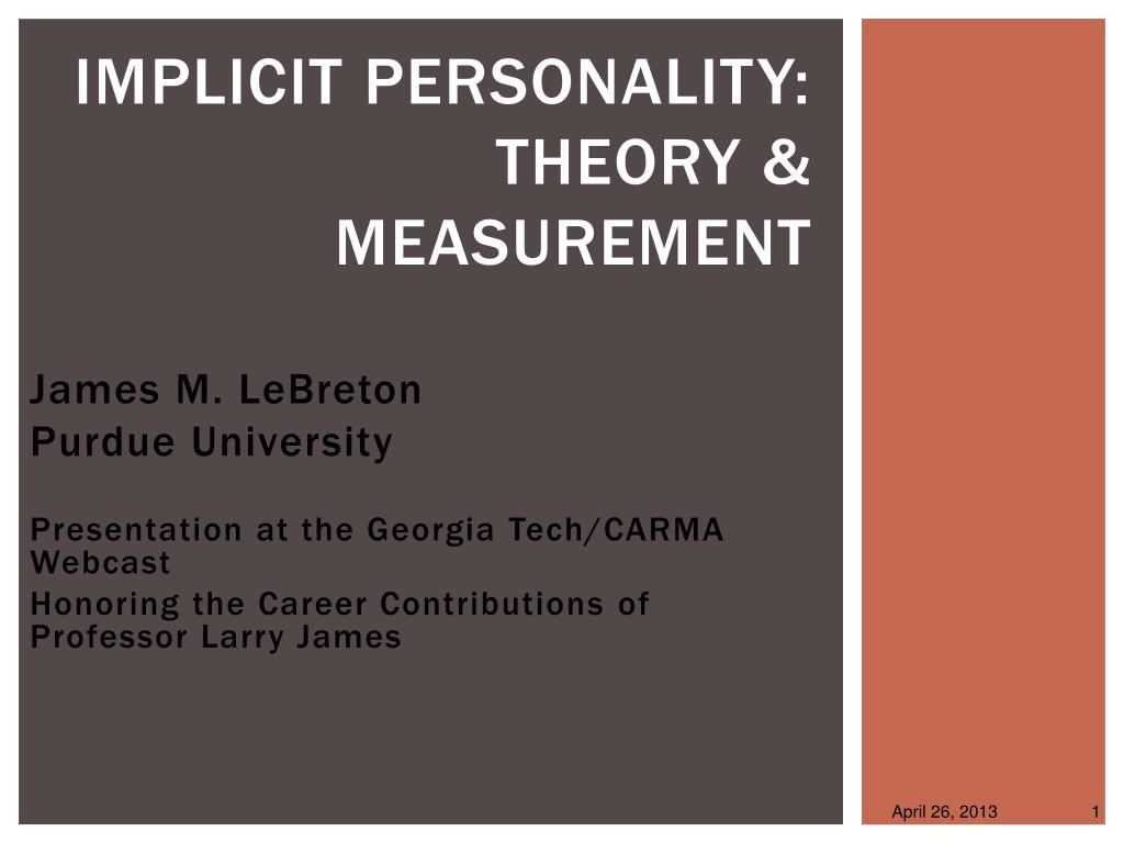 PPT - Implicit Personality: Theory & Measurement PowerPoint ...
