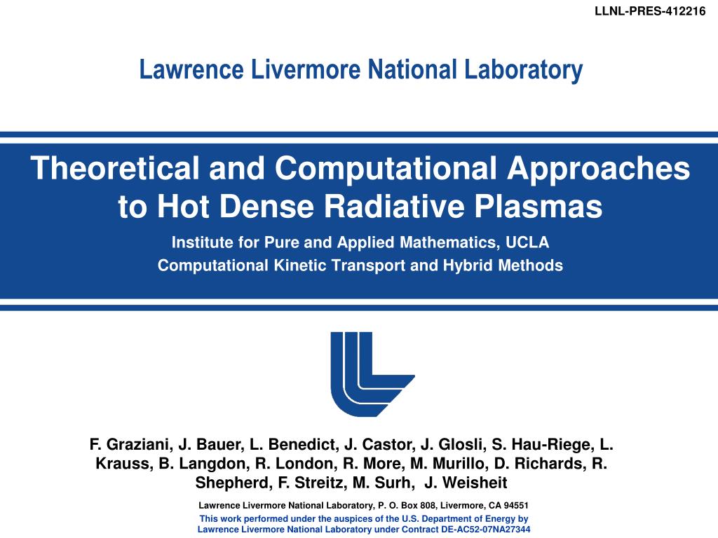 PPT - Lawrence Livermore National Laboratory, P. O. Box 808, Livermore ...