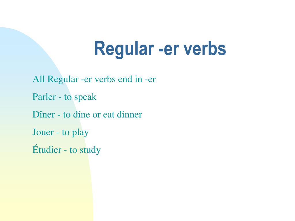 PPT - Regular -er verbs PowerPoint Presentation, free download - ID:5689050