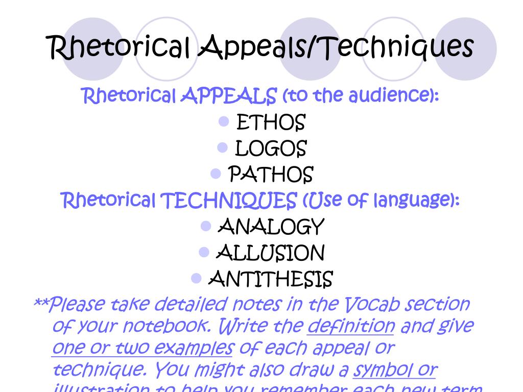PPT - Rhetorical Appeals/Techniques PowerPoint Presentation, free ...