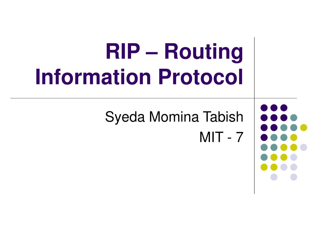 PPT - RIP – Routing Information Protocol PowerPoint Presentation, free ...