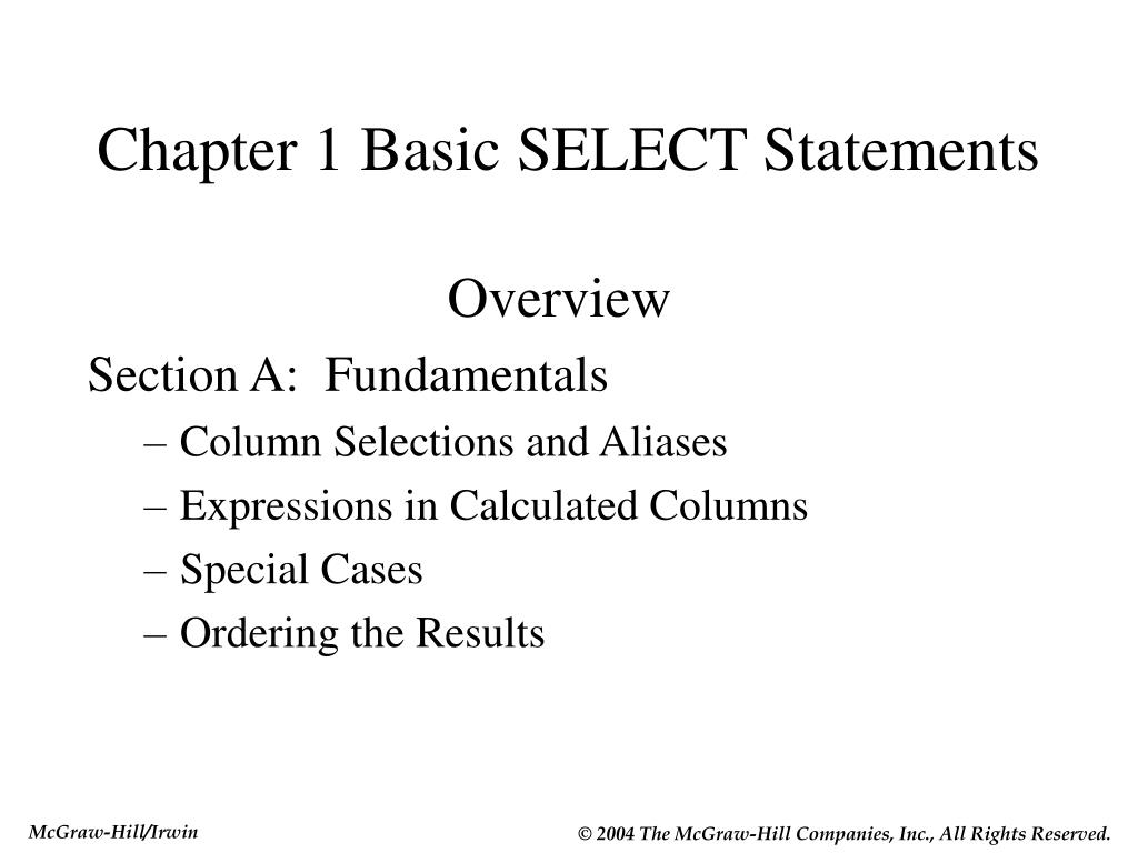 PPT - Chapter 1 Basic SELECT Statements PowerPoint Presentation, free ...