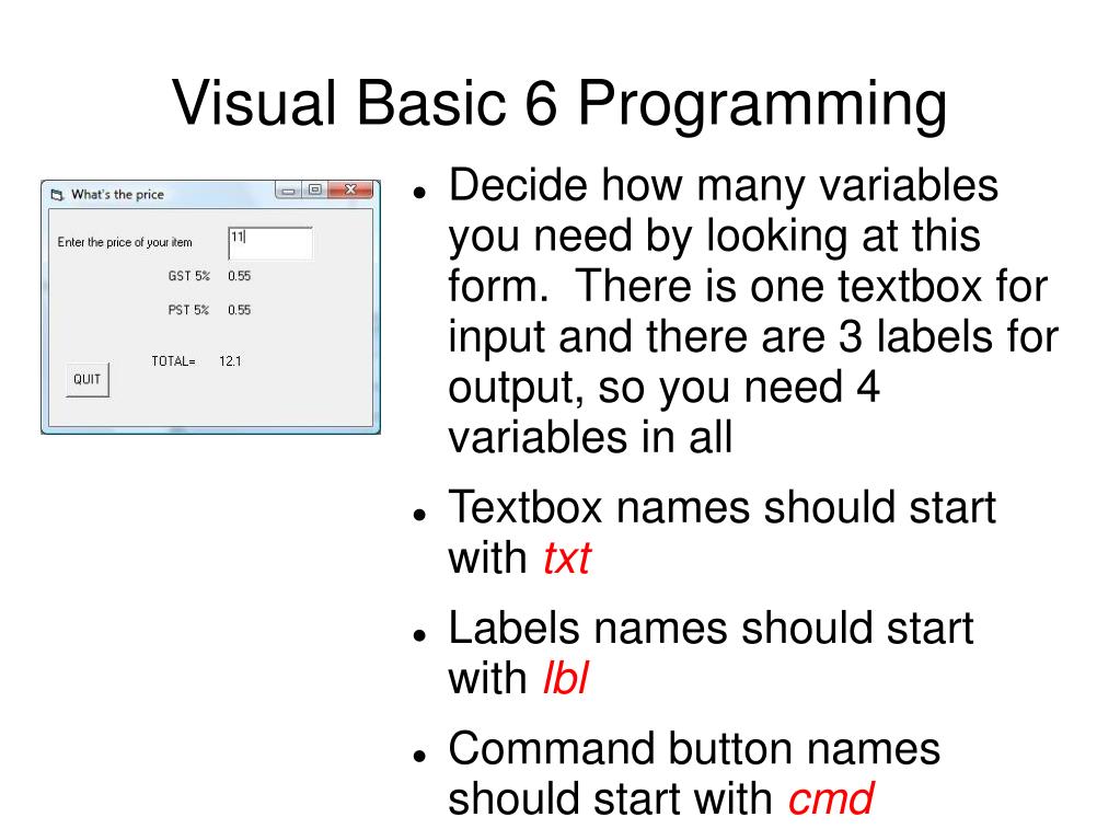 PPT - Visual Basic 6 Programming PowerPoint Presentation, free download ...