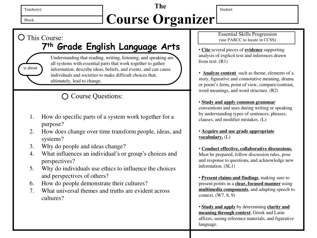 PPT - Essential Skills for 7th Grade English Language Arts: Mastery and ...
