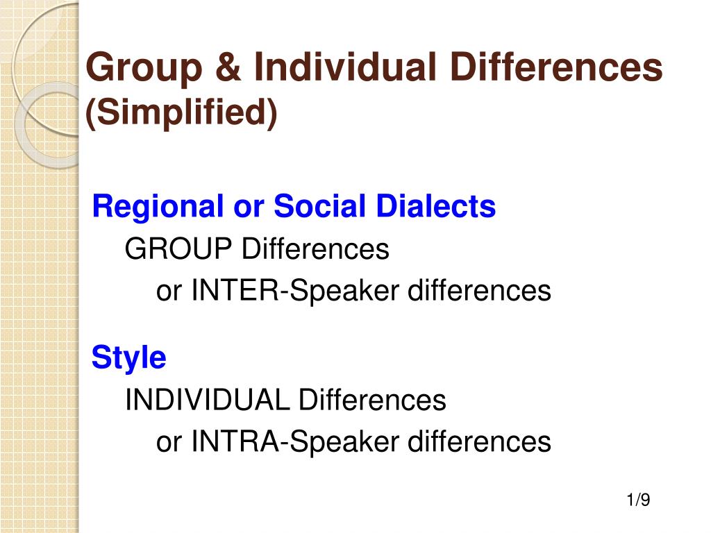 PPT - Group & Individual Differences (Simplified) PowerPoint ...