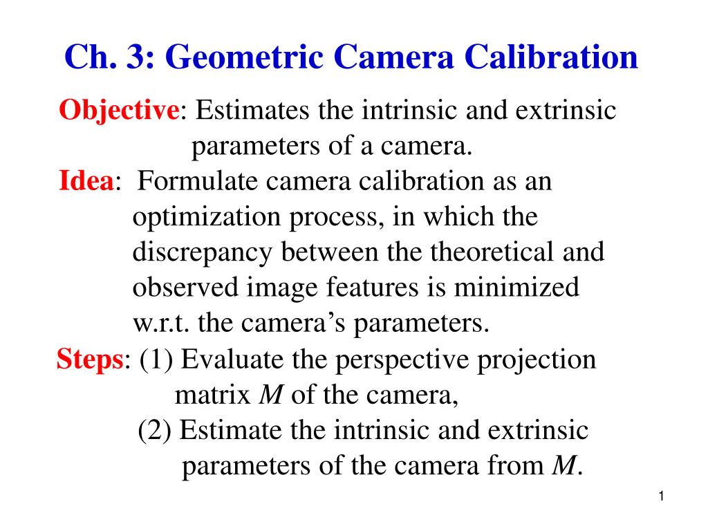 PPT - Ch. 3: Geometric Camera Calibration PowerPoint Presentation, free ...