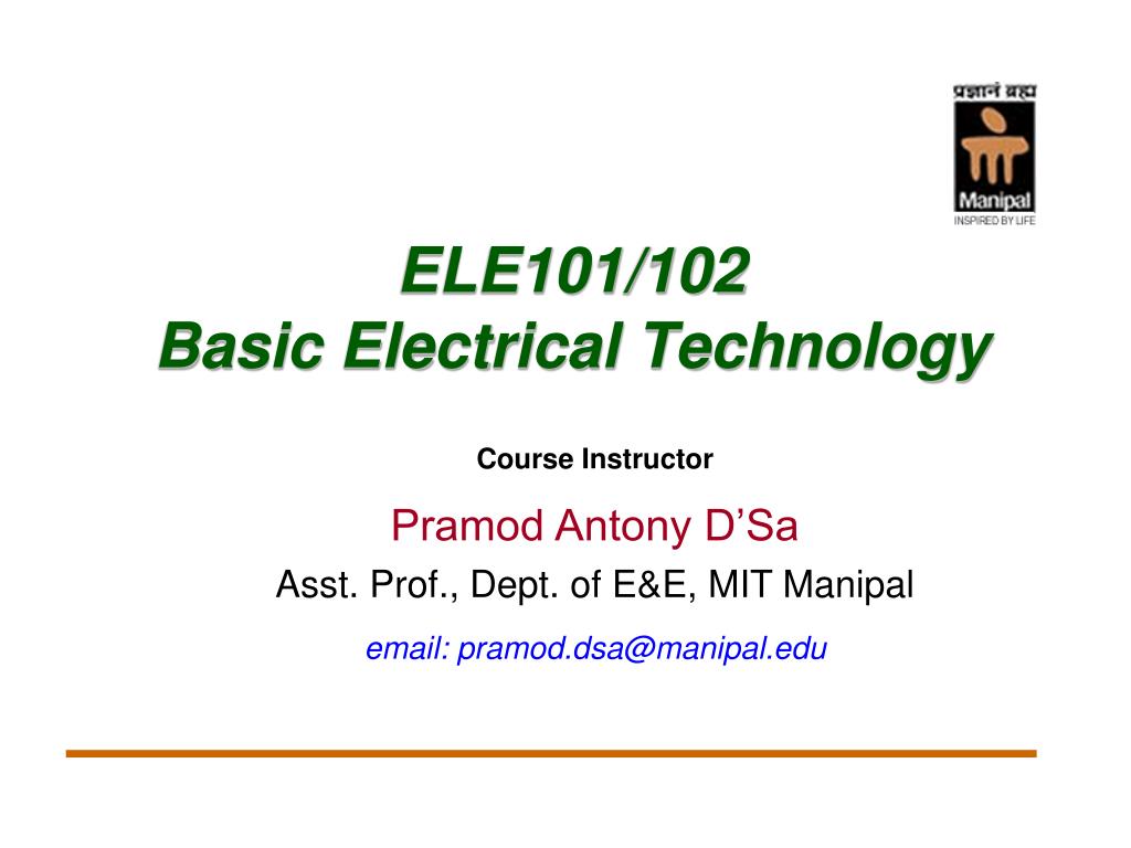PPT - ELE101/102 Basic Electrical Technology PowerPoint Presentation ...