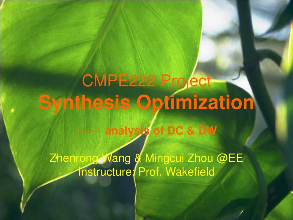 PPT - CMPE222 Project Synthesis Optimization PowerPoint Presentation ...