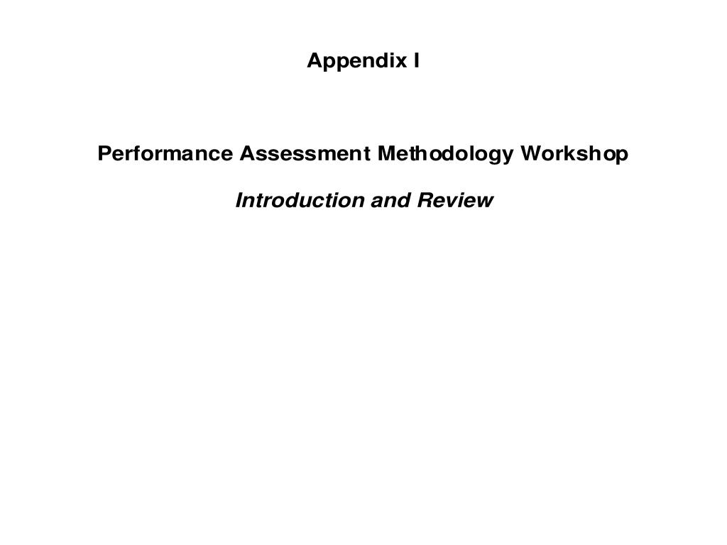 PPT - Performance Assessment Methodology Workshop PowerPoint ...