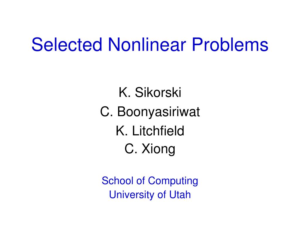 PPT - Selected Nonlinear Problems PowerPoint Presentation, free ...