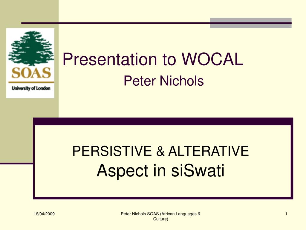 PPT - Presentation to WOCAL Peter Nichols PowerPoint Presentation, free ...