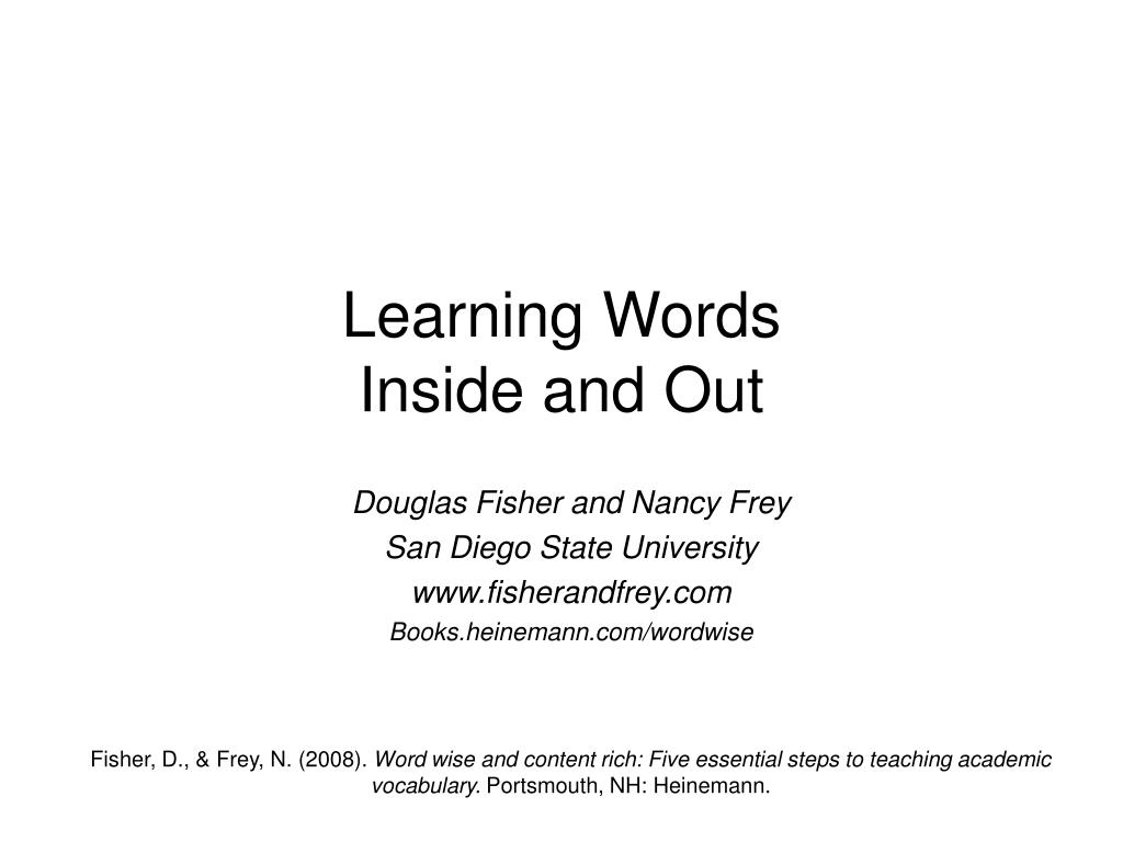 PPT - Learning Words Inside and Out PowerPoint Presentation, free ...