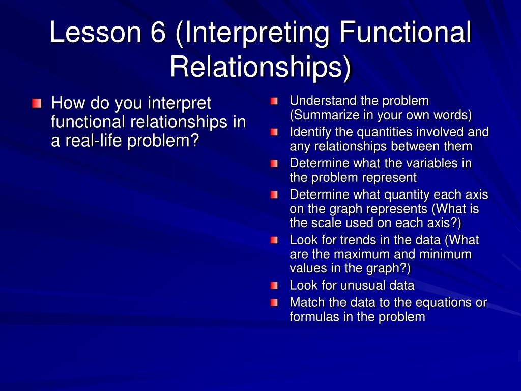 PPT - Lesson 6 (Interpreting Functional Relationships) PowerPoint ...
