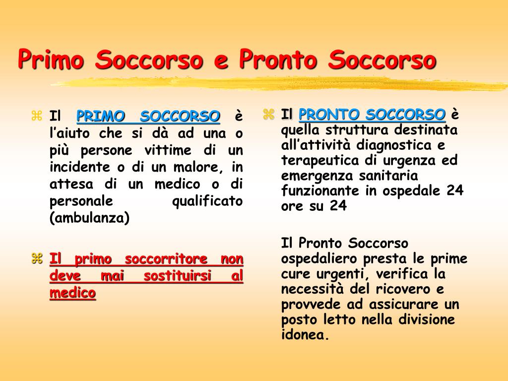 PPT - Primo Soccorso e Pronto Soccorso PowerPoint Presentation, free ...