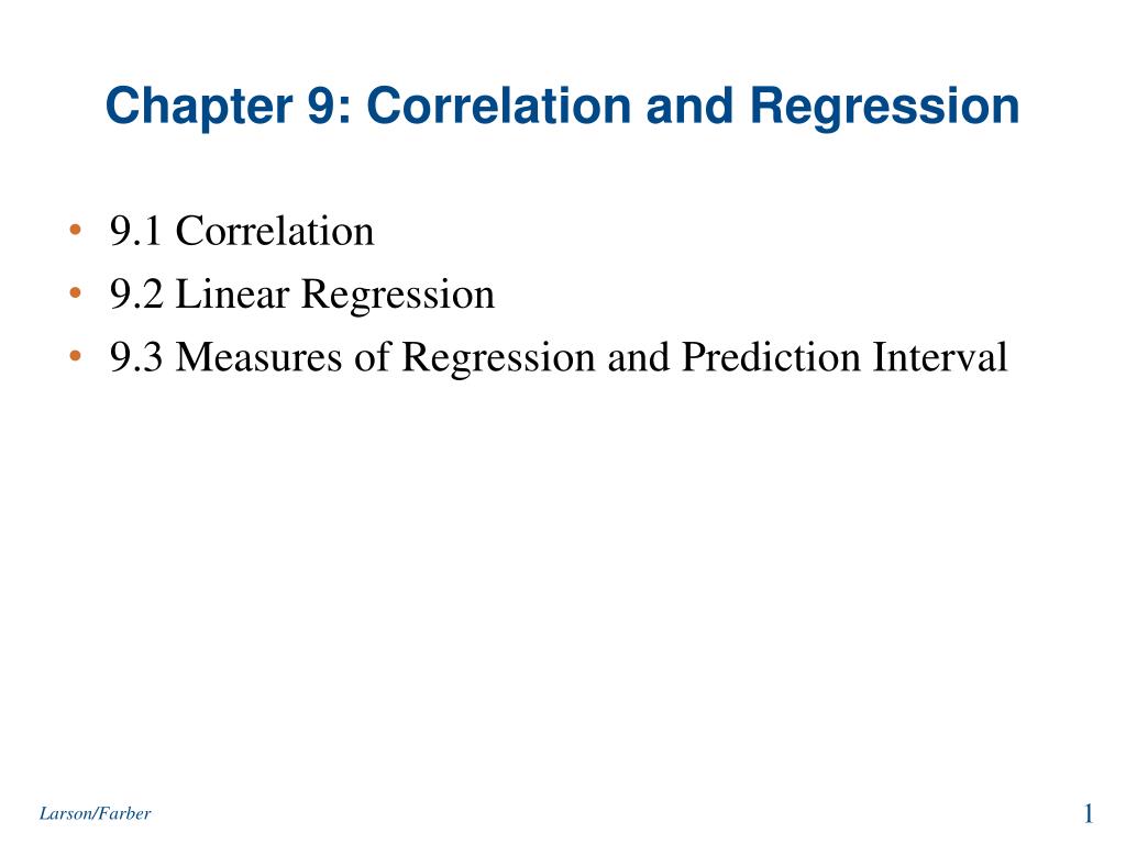 PPT - Chapter 9: Correlation and Regression PowerPoint Presentation ...