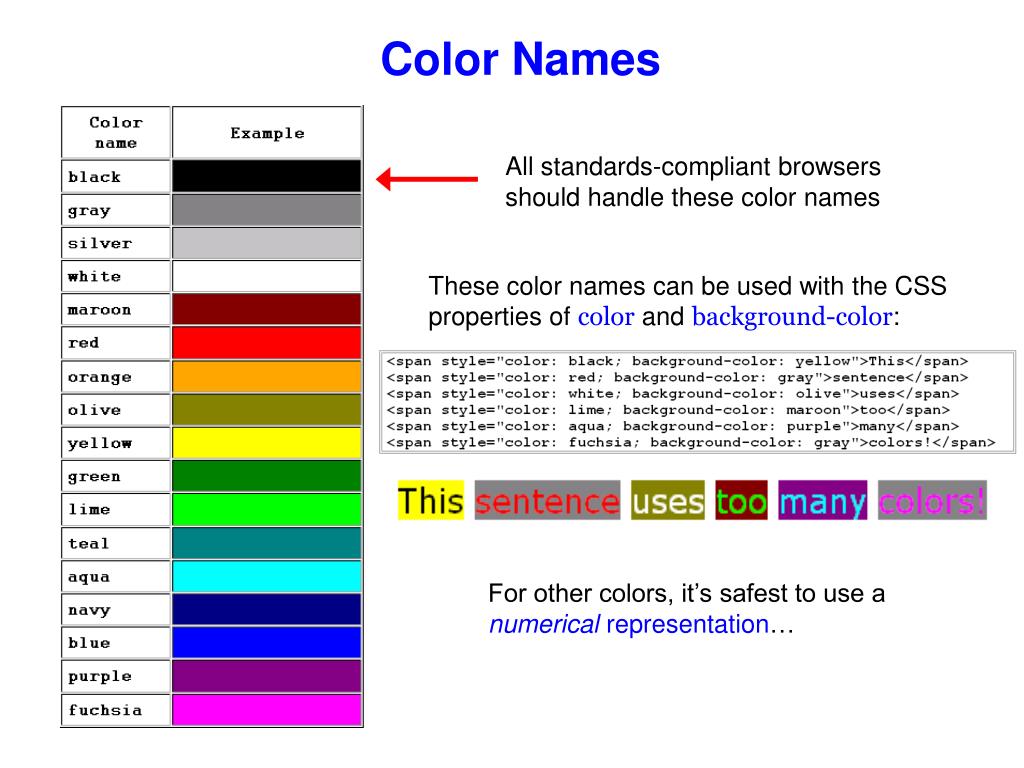 PPT - Color Names PowerPoint Presentation, free download - ID:5759060