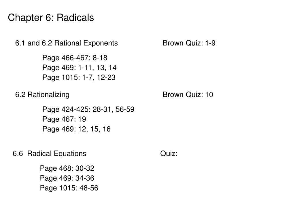 PPT - Chapter 6: Radicals PowerPoint Presentation, free download - ID ...
