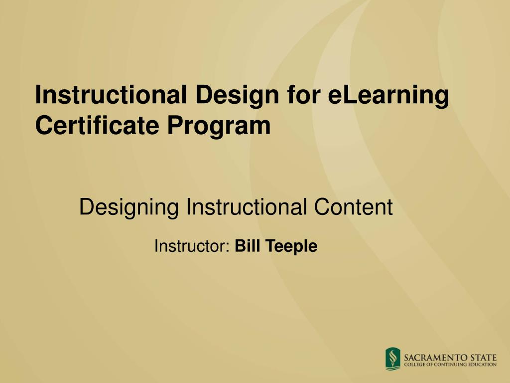 PPT - Instructional Design for eLearning Certificate Program PowerPoint ...