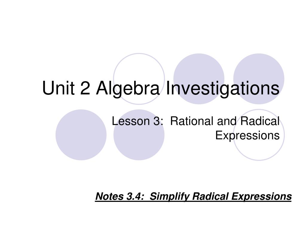 PPT - Unit 2 Algebra Investigations PowerPoint Presentation, free ...
