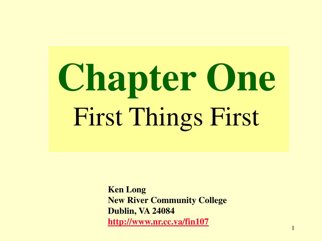 PPT - Chapter One First Things First PowerPoint Presentation, free ...