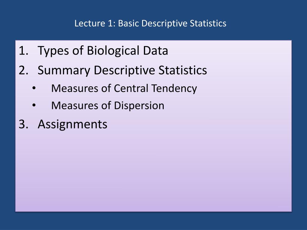 PPT - Lecture 1: Basic Descriptive Statistics PowerPoint Presentation, free download - ID:5768743