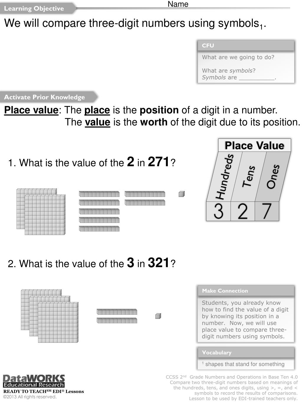 PPT - We will compare three-digit numbers using symbols 1 . PowerPoint ...