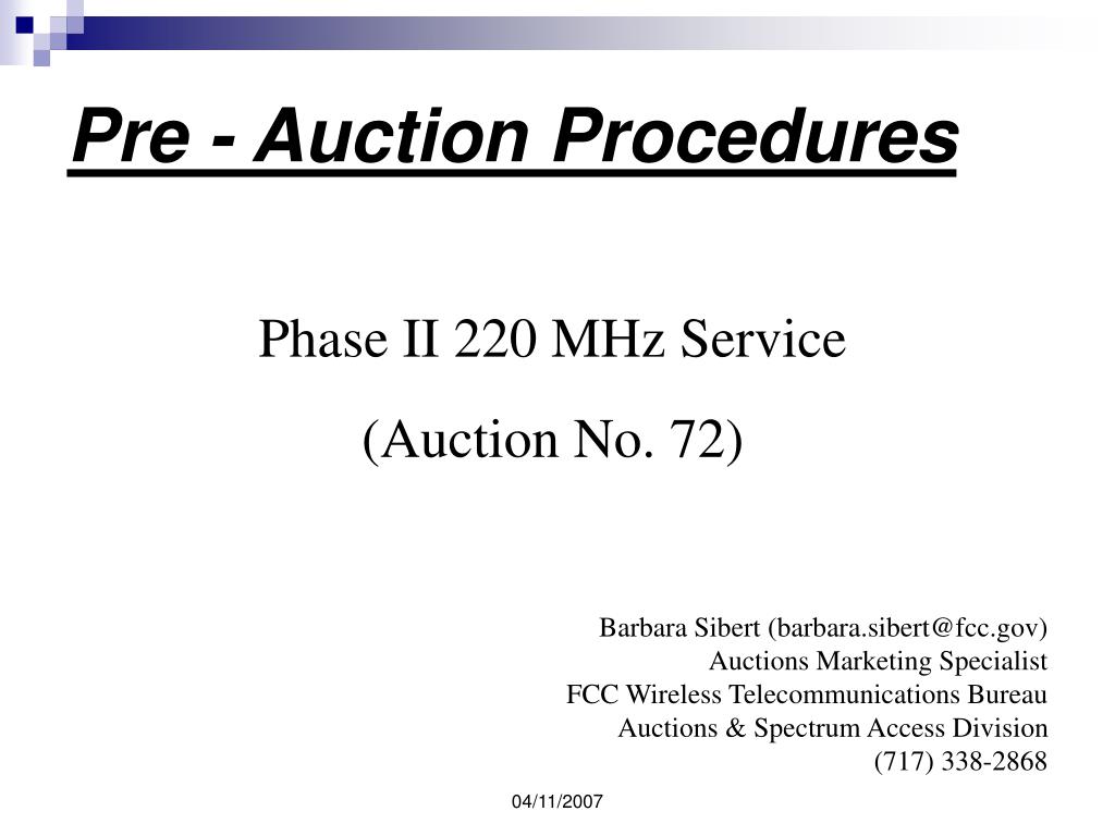 PPT - Pre - Auction Procedures PowerPoint Presentation, free download ...