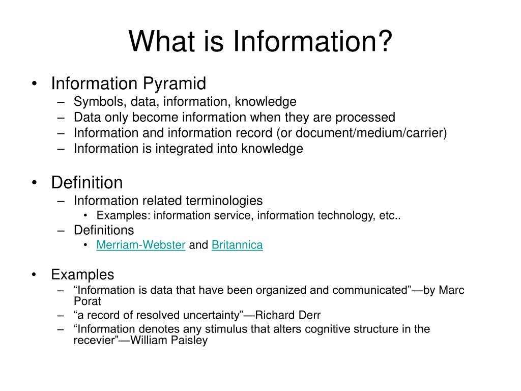PPT - What is Information? PowerPoint Presentation, free download - ID ...