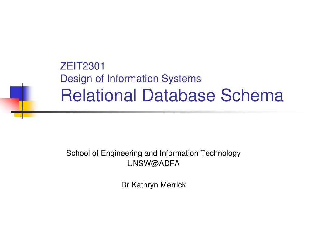 PPT - ZEIT2301 Design of Information Systems Relational Database Schema ...