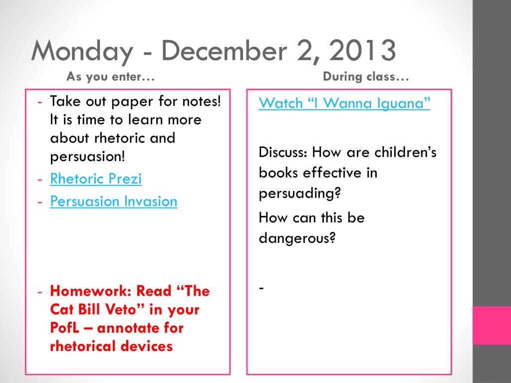 PPT - Monday - December 2, 2013 PowerPoint Presentation, free download ...