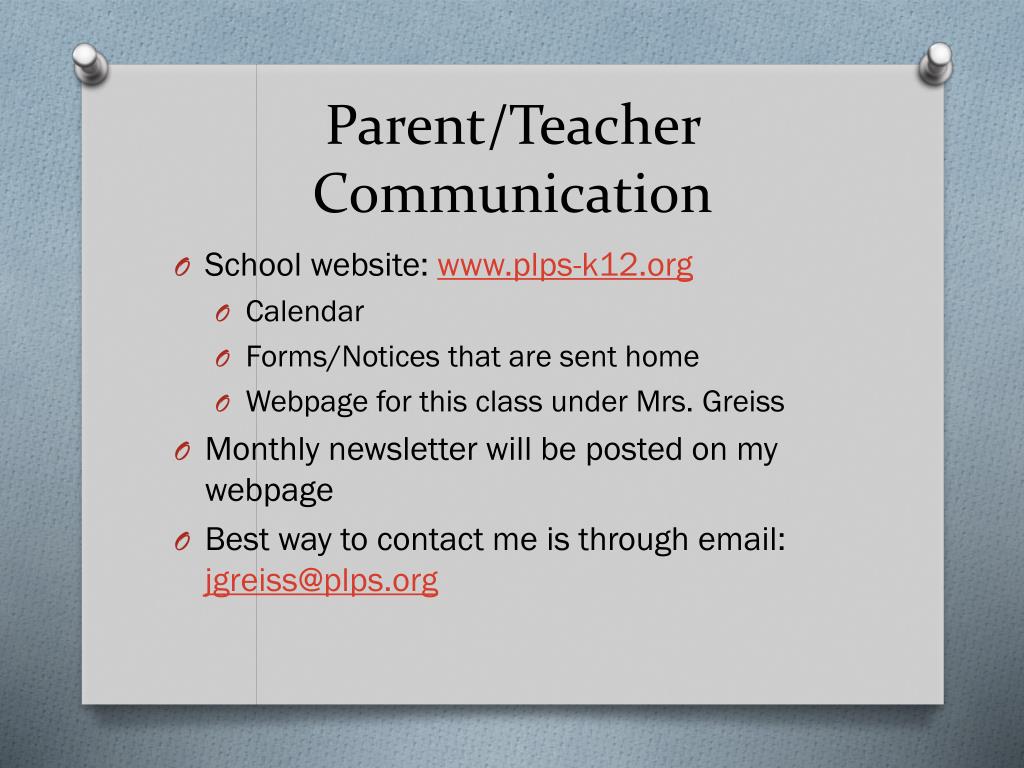 PPT - Parent/Teacher Communication PowerPoint Presentation, free ...