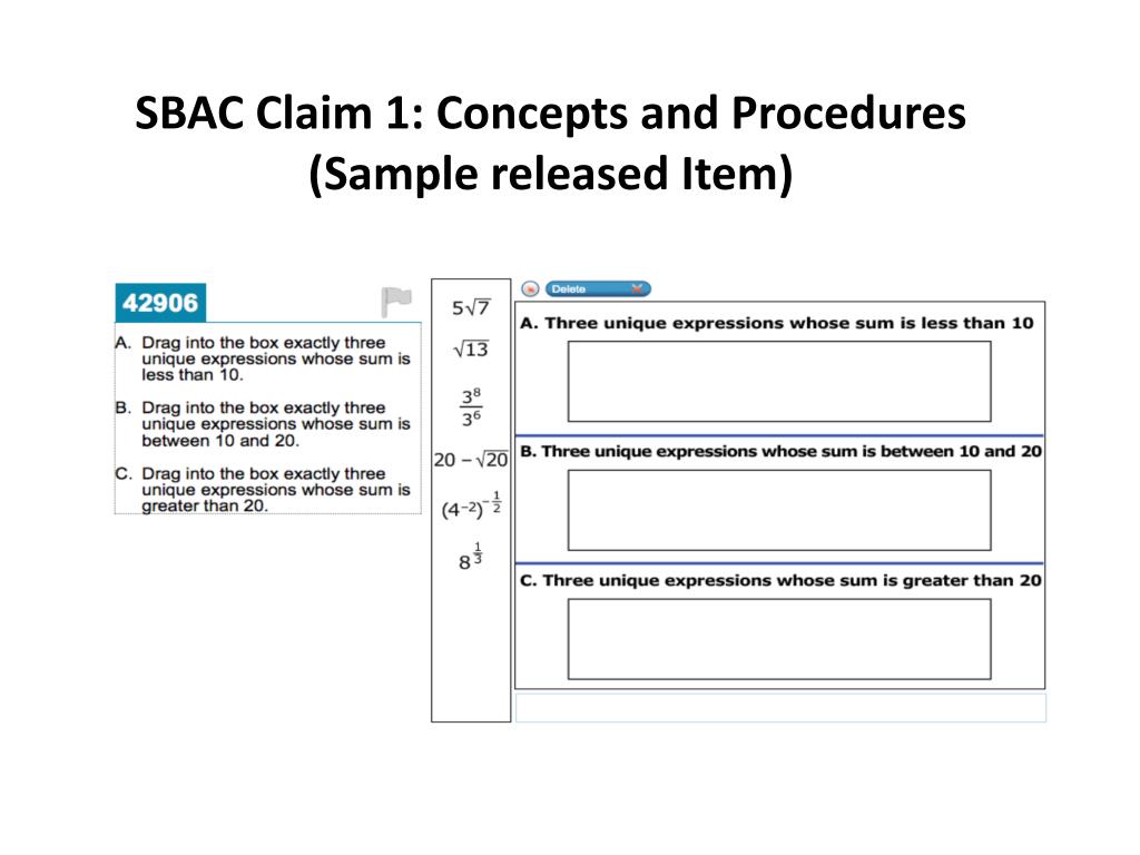 PPT - SBAC Claim 1: Concepts and Procedures (Sample released Item ...