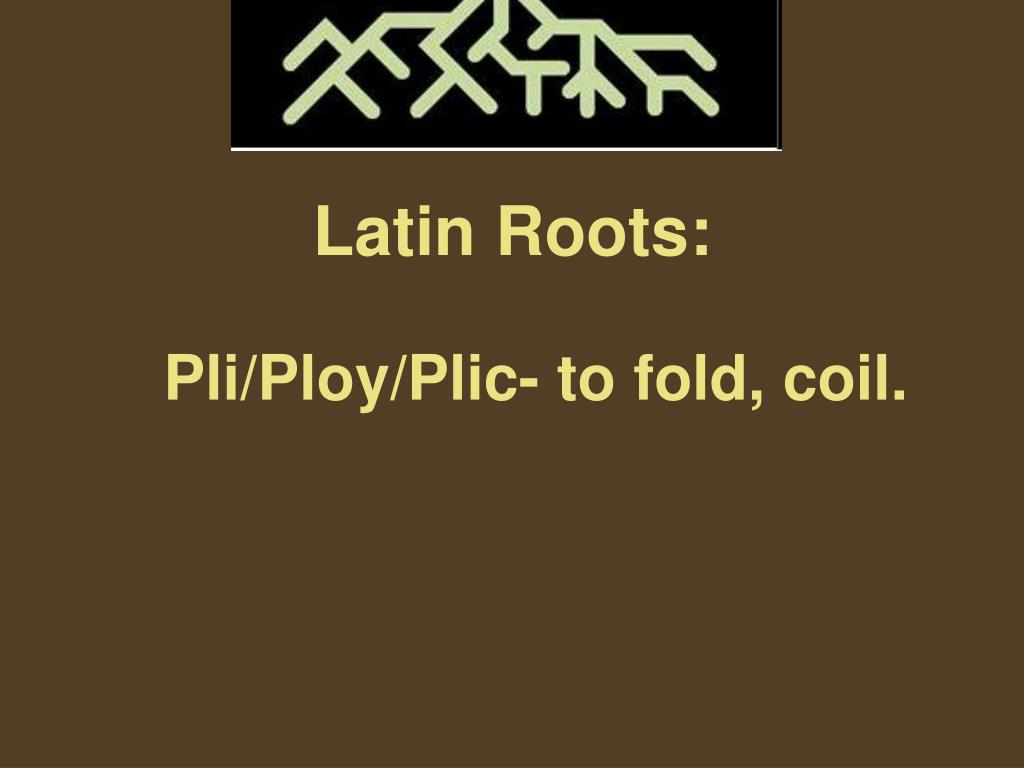 PPT - Latin Roots: Pli/Ploy/Plic- to fold, coil. PowerPoint ...