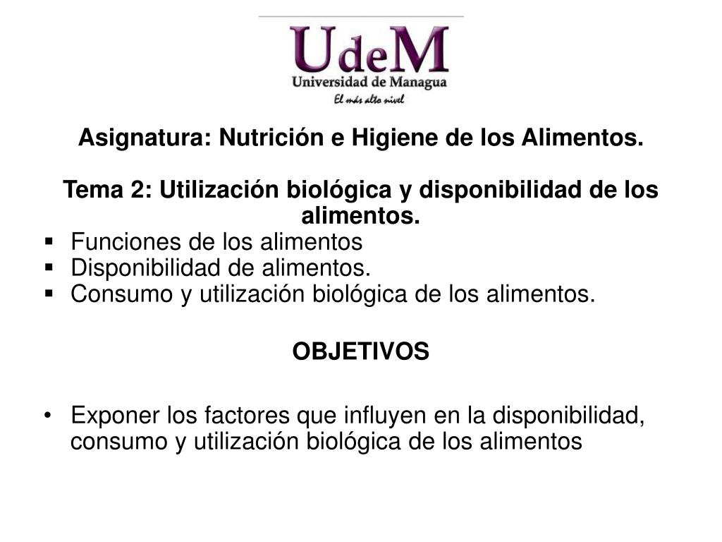 PPT - Asignatura : Nutrición e Higiene de los Alimentos. PowerPoint ...