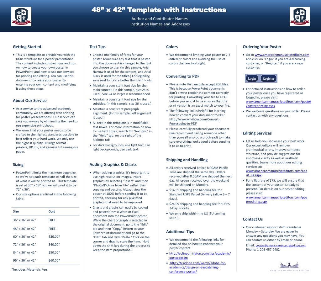 PPT - 48” x 42” Template with Instructions PowerPoint Presentation - ID ...