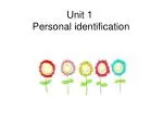 PPT - Personal Identification PowerPoint Presentation, free download ...