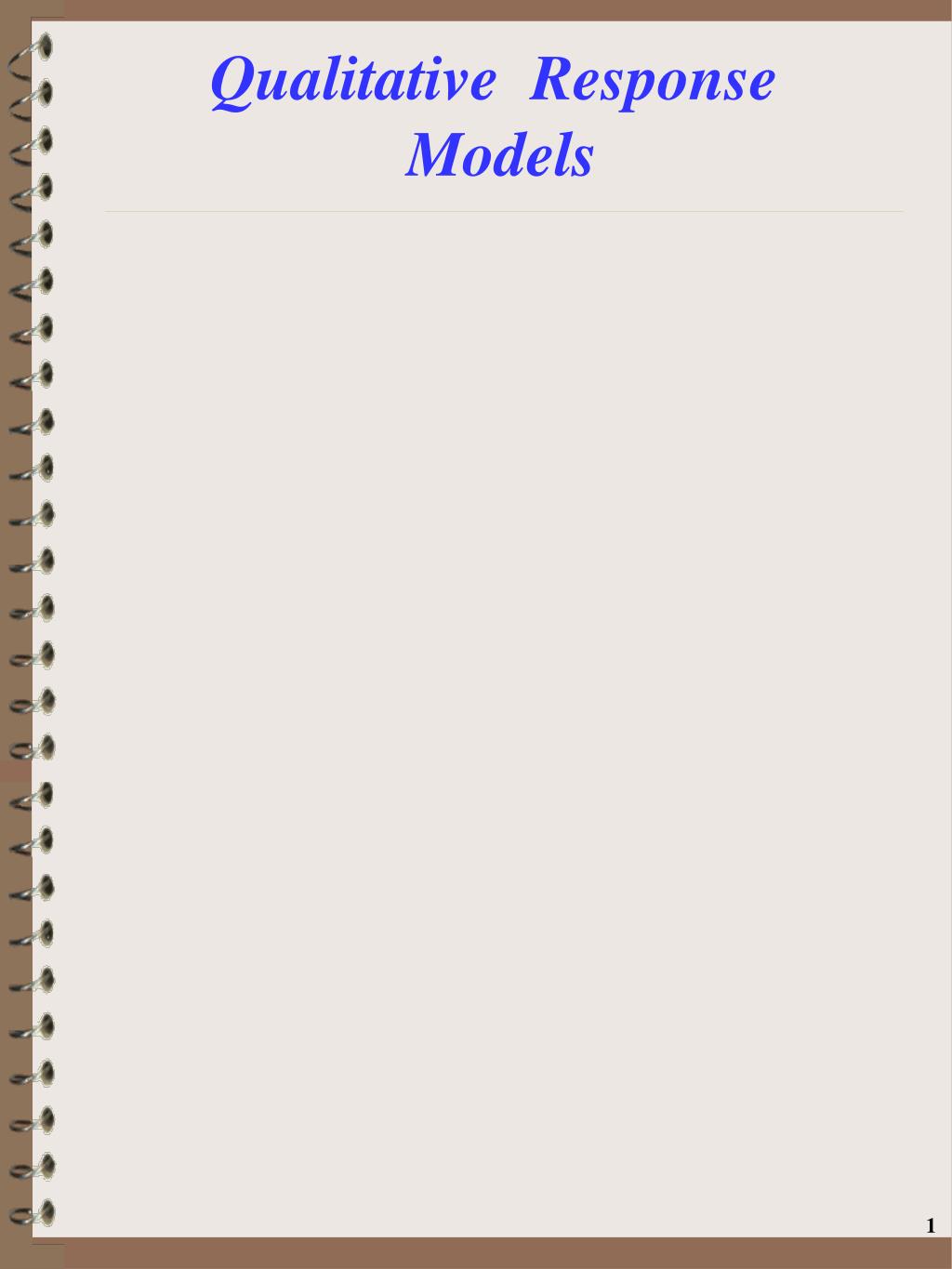 PPT - Qualitative Response Models PowerPoint Presentation, free ...