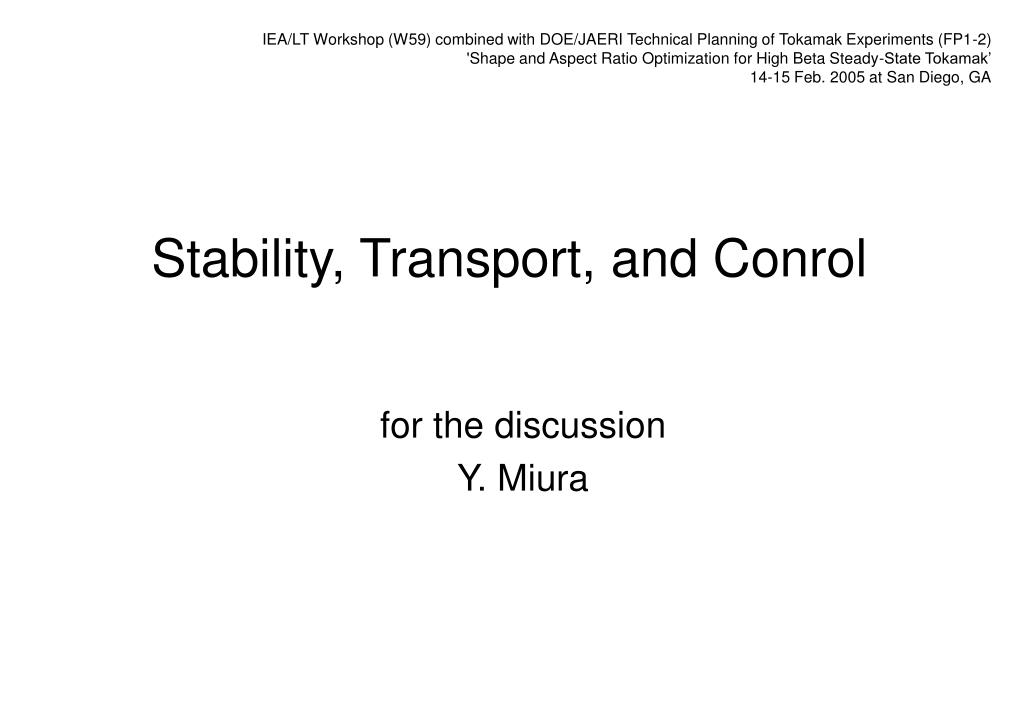 PPT - Stability, Transport, and Conrol PowerPoint Presentation, free ...