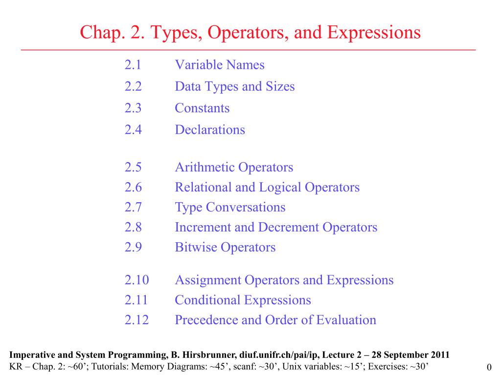 PPT - Chap. 2. Types, Operators, and Expressions PowerPoint ...